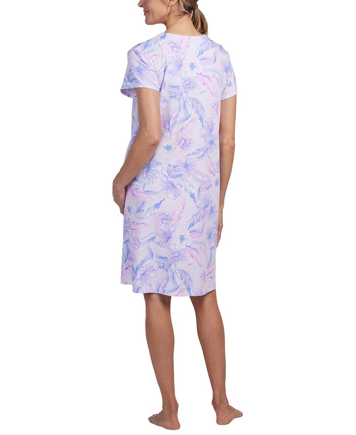 Miss Elaine Women's Short-Sleeve Floral Snap Robe - Macy's