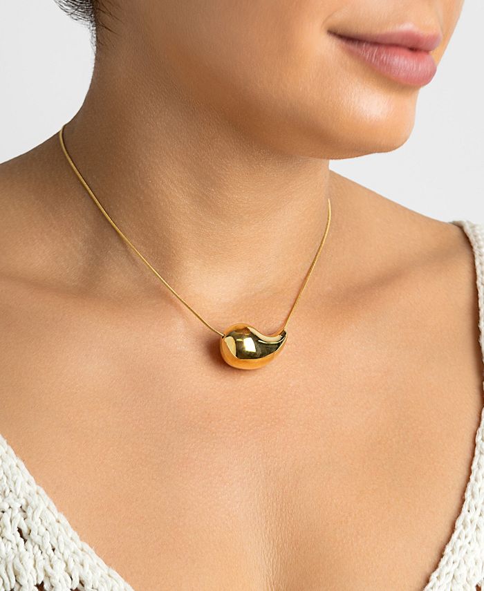 ADORNIA Tarnish Resistant 14K Gold-Plated Teardrop Sculptural Necklace ...