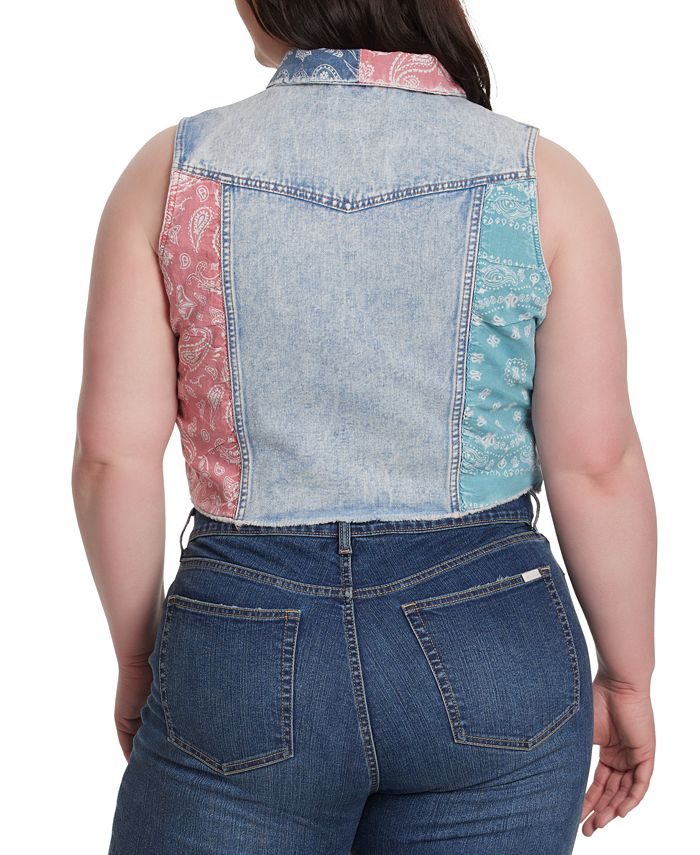 Jessica Simpson Trendy Plus Size Cropped Denim Vest - Macy's