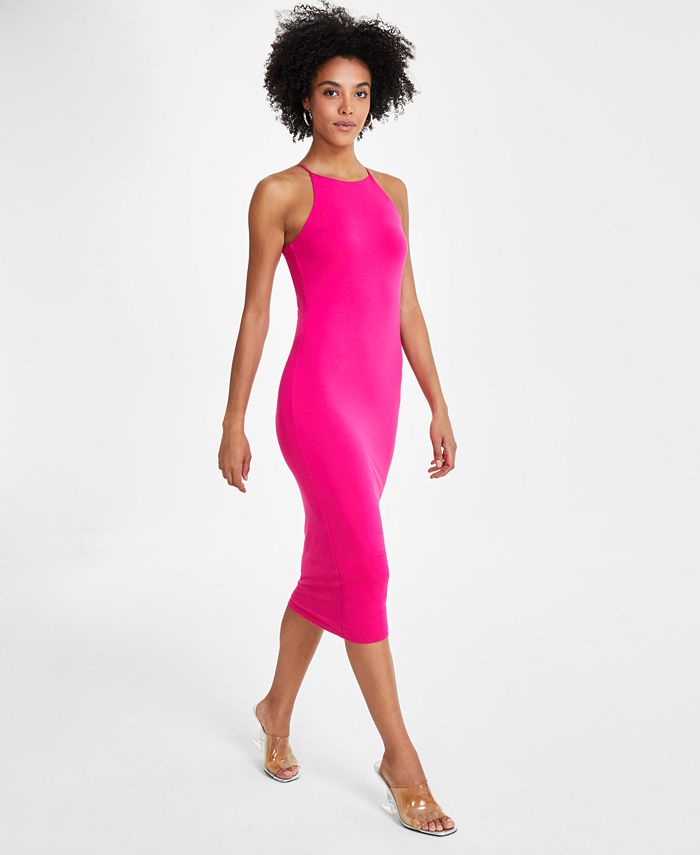 Bar III Women's Bungee-Strap Bodycon Midi Dress, Created for Macy's ...