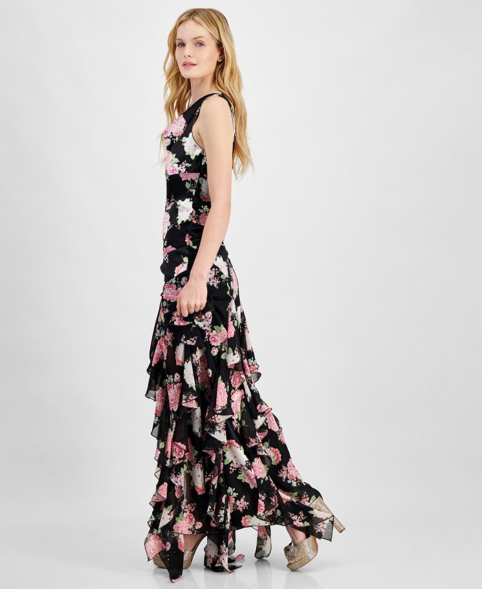 City Studios Juniors' Ruffled Floral Maxi Dress - Macy's