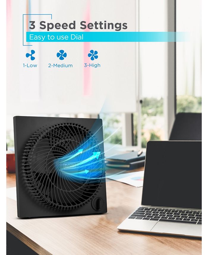 BLACK+DECKER Portable 9 Inch Box Fan, 3 Speed Settings & Self Standing ...