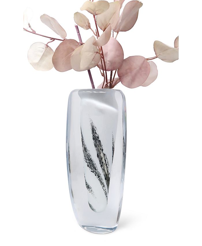 Vivience 11.5"H White Inner with Black Strokes Double Wall Glass Vase ...