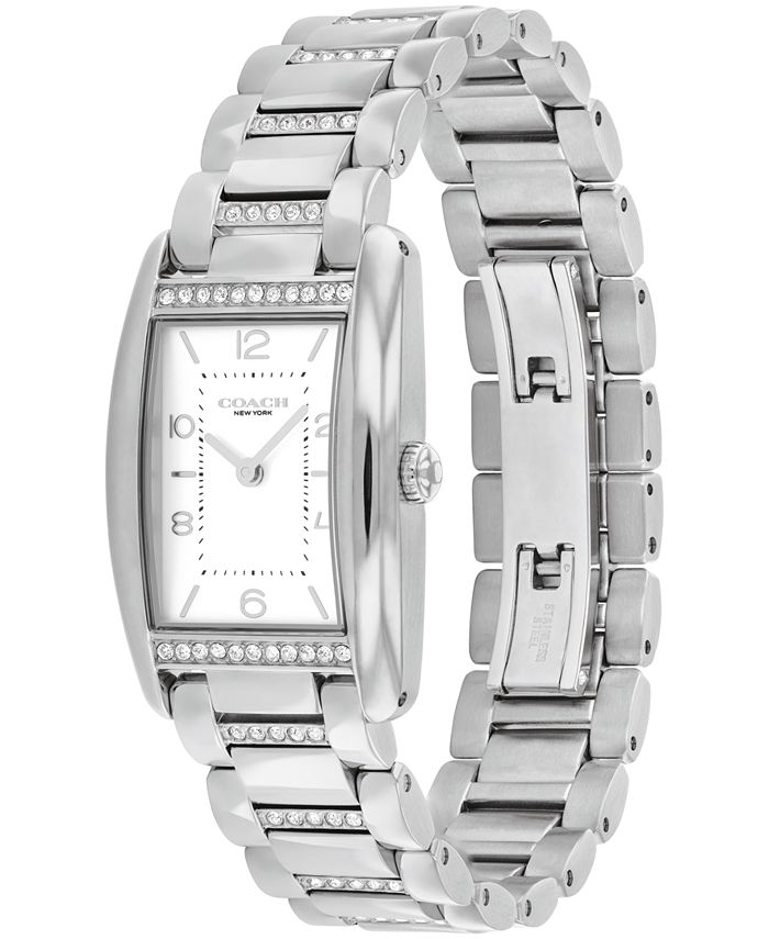 COACH Women's Reese Silver-Tone Stainless Steel Crystal Watch 24mm - Macy's