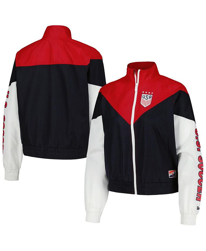 New Era Women's 5th & Ocean by Navy USWNT Cropped Full-Zip Windbreaker ...