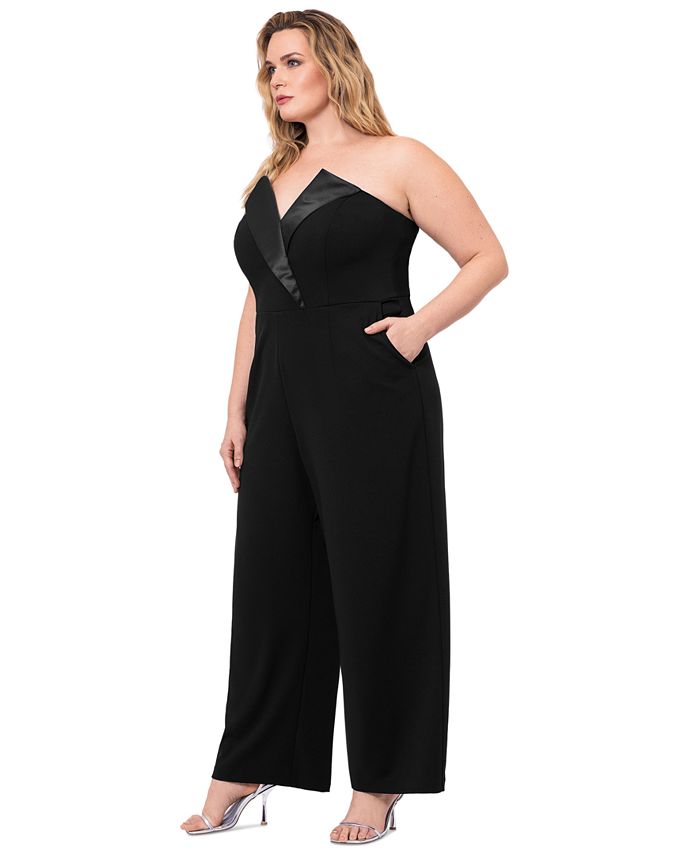 Plus Size Tuxedo Jumpsuit