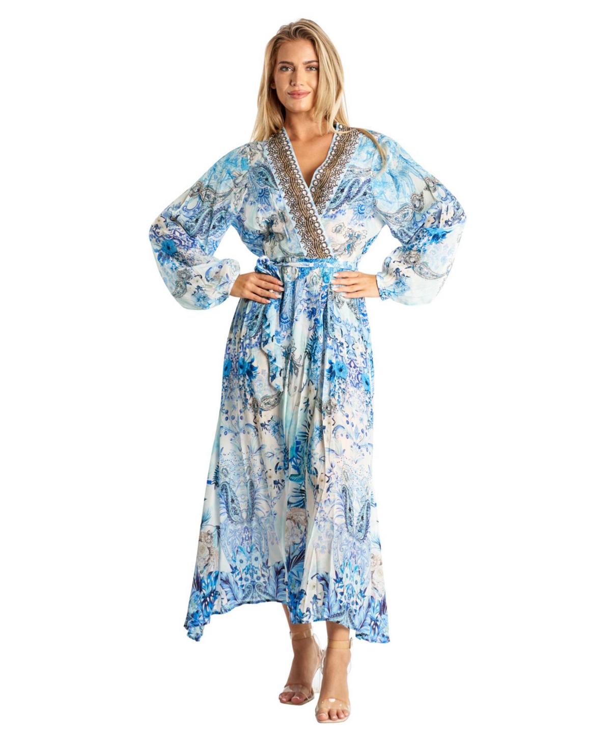 Click here for La Moda Clothing Womens Maxi belted cape - Open mi... prices