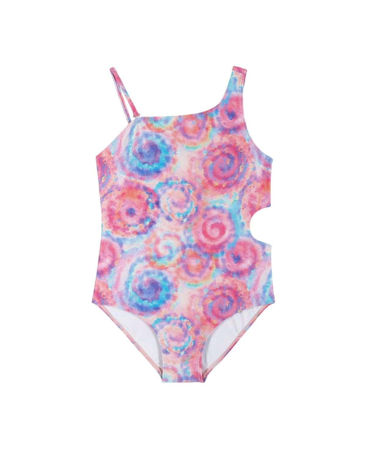 Click here for Child Girls Pink Tie Dye Rib Swimsuit - Pink prices