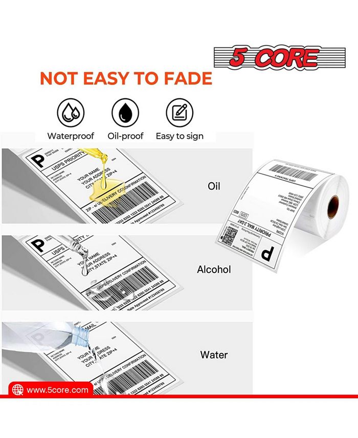 5 Core Shipping Label Printer 4 Pack 4 x 6 Inch Direct Thermal Labels ...