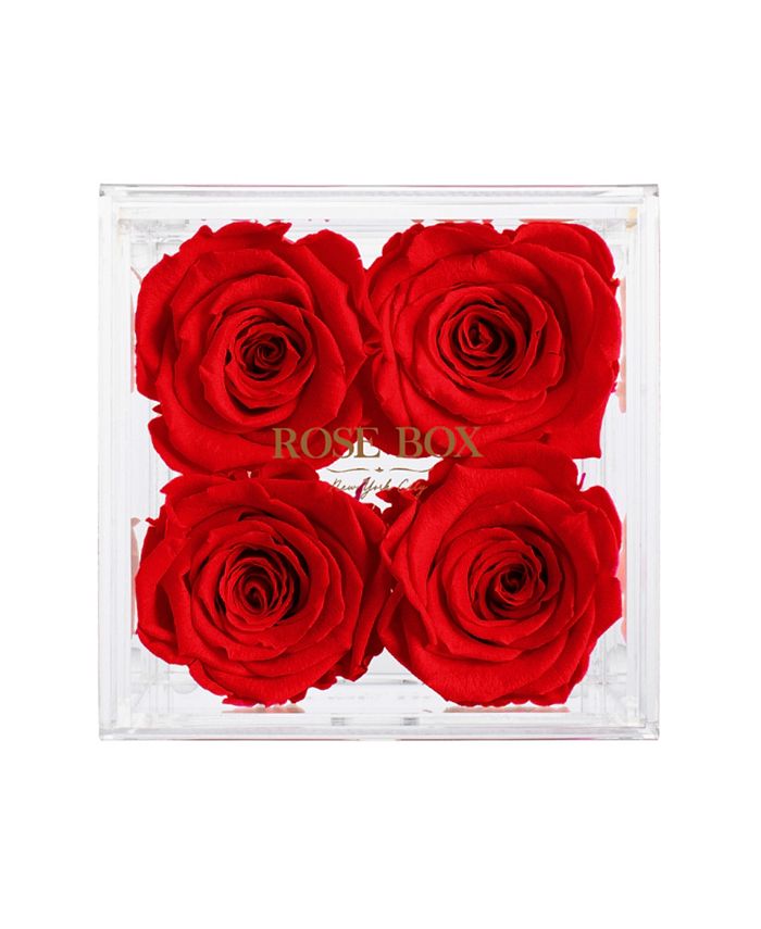 Rose Box NYC Jewelry box of Red Flame Long Lasting Preserved Real Roses ...