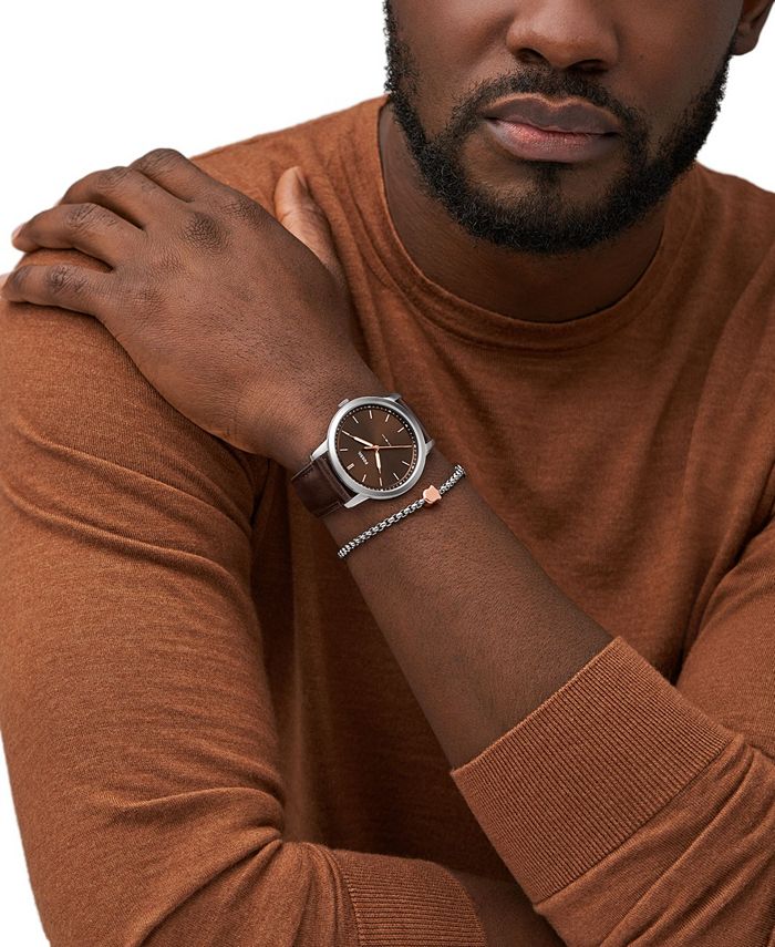 Fossil Men's Minimalist Three-Hand Brown Leather Watch 44mm and ...
