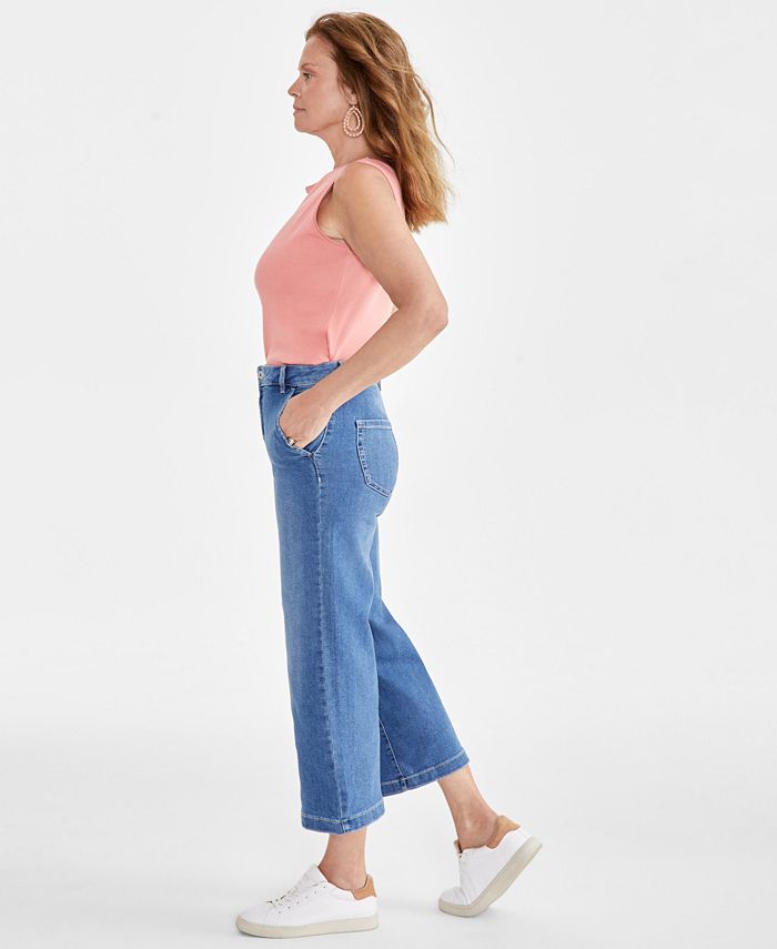 Style & Co Women's High-Rise Wide-Leg Crop Jeans, Created for Macy's ...