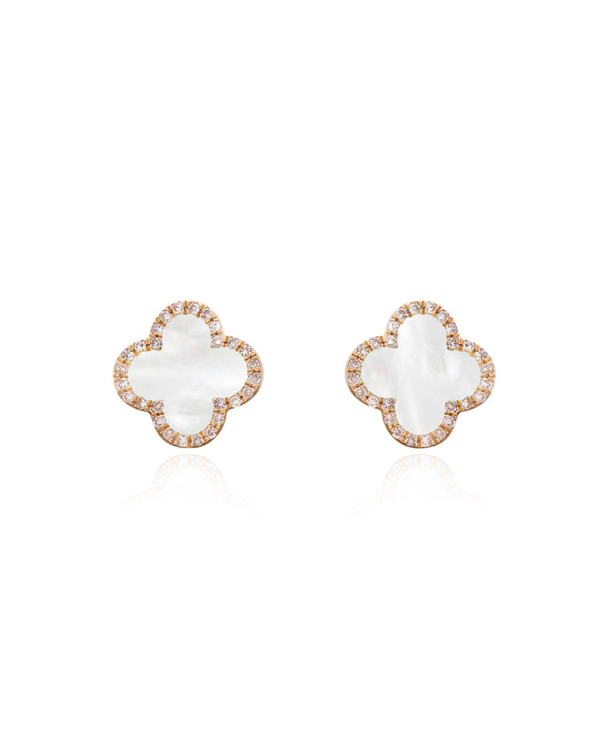 Click here for The Lovery Mother of Pearl Diamond Clover Stud Ear... prices