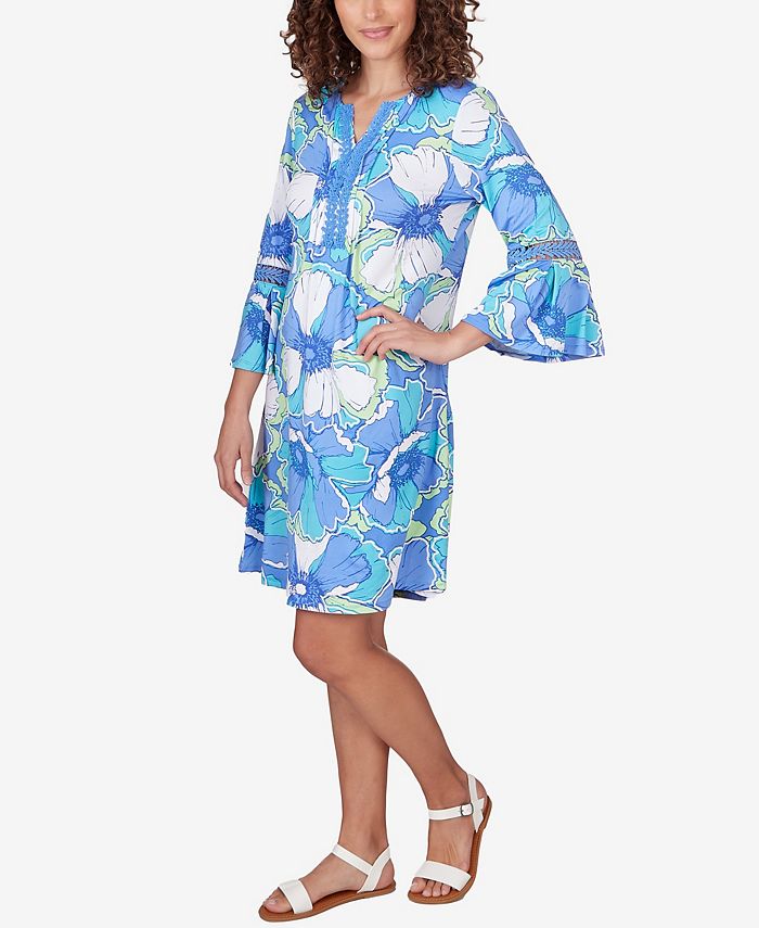 Ruby Rd. Petite Floral Puff Print Dress - Macy's