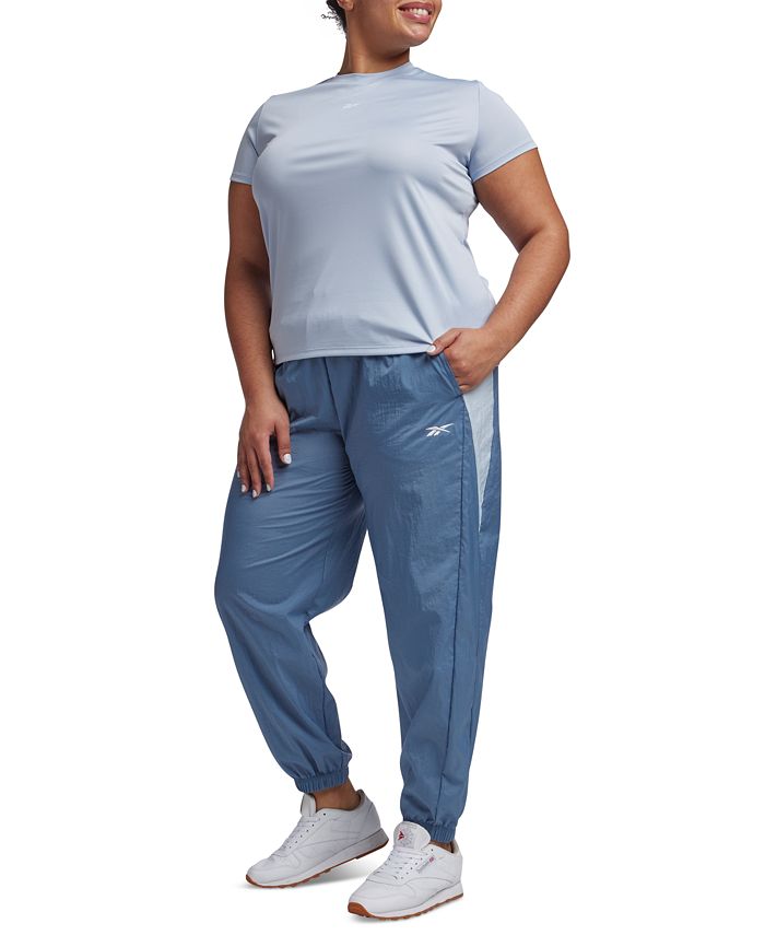 Reebok Plus Size Pull-On Logo Woven Track Pants - Macy's