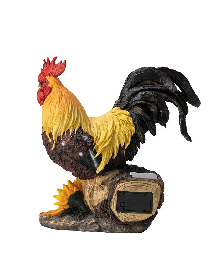 Glitzhome Resin Solar Powered Vibrant Rooster Garden Statue - Macy's