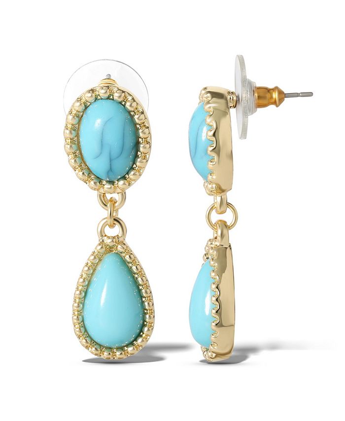 Jessica Simpson Womens Turquoise Earrings - Oxidized Gold-Tone or ...