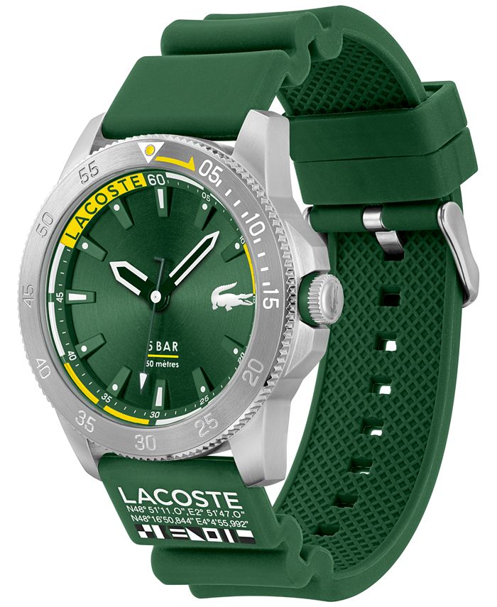 Lacoste Men's Green Silicone Strap Watch 46mm - Macy's