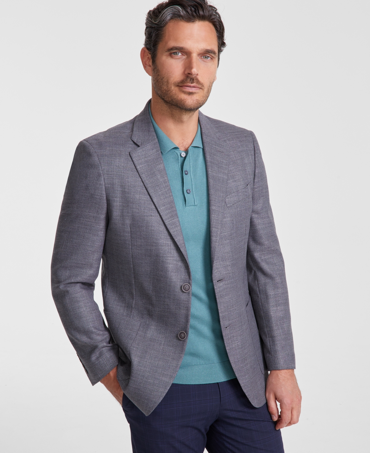 Nautica Men Modern-Fit Active Stretch Structure Weave Sport Coat - Grey