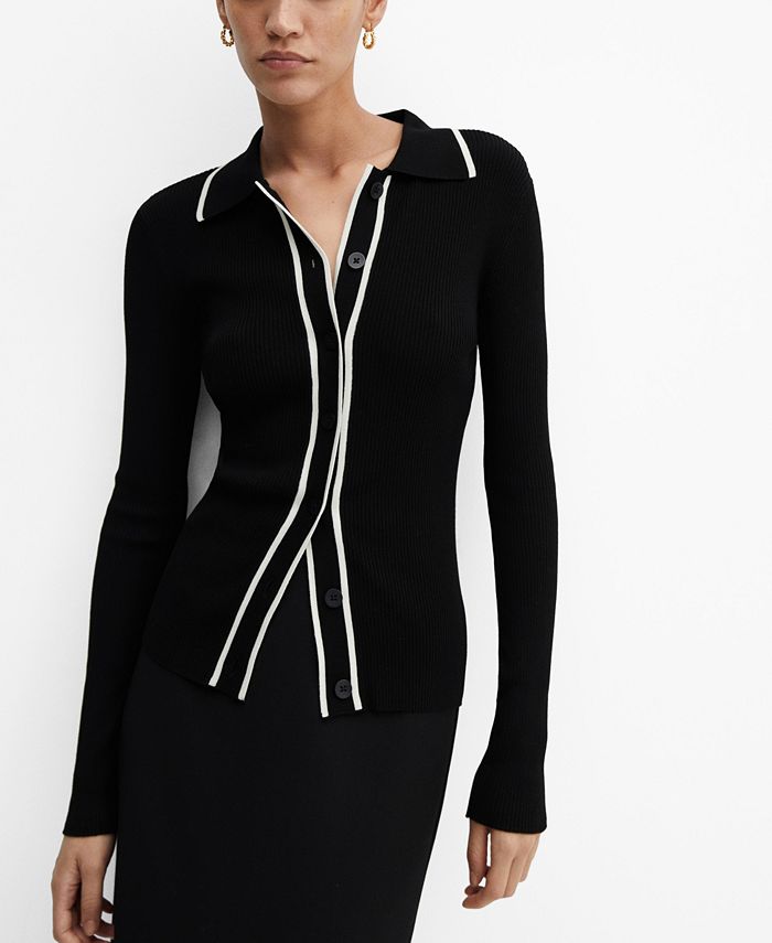 MANGO Women's Contrast Trims Cardigan - Macy's