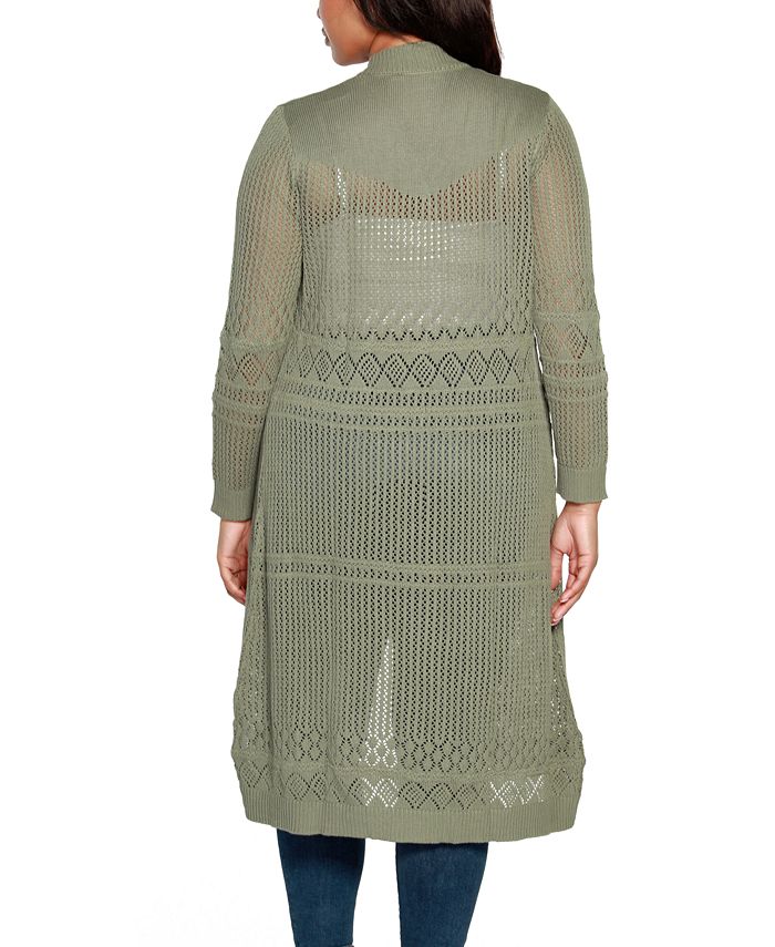 Belldini Plus Size Pointelle-Stitch Duster Cardigan - Macy's