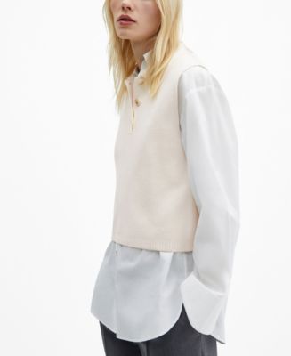 MANGO Women's Button Collar Knitted Vest - Macy's