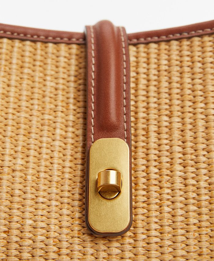 MANGO Women's Raffia-Effect Bucket Bag - Macy's