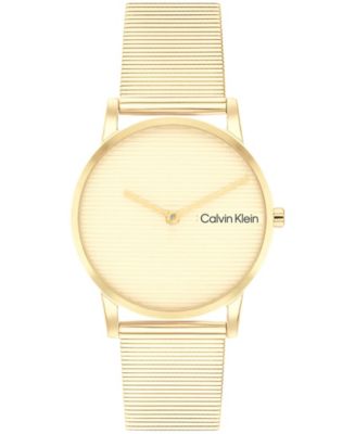 Calvin Klein Women's CK Feel Gold-Tone Stainless Steel Mesh Watch 30mm ...