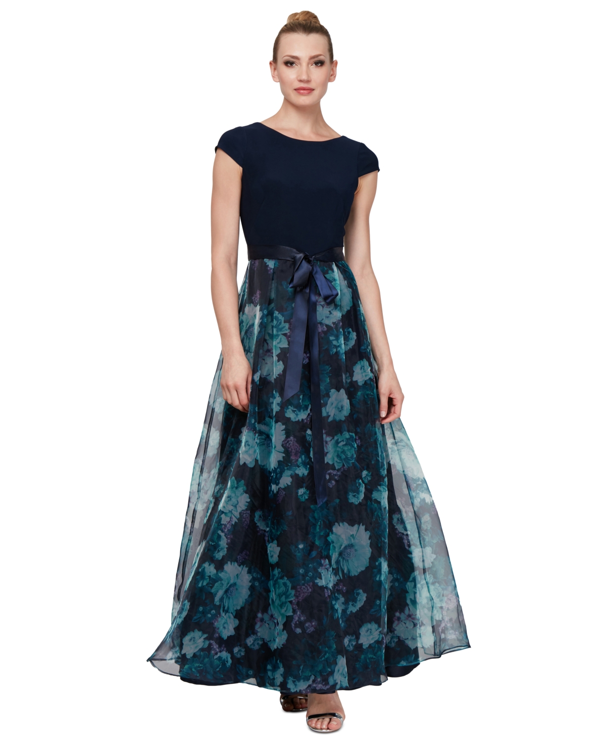 Click here for Sl Fashions Petite Floral-Organza Satin-Bow Gown -... prices