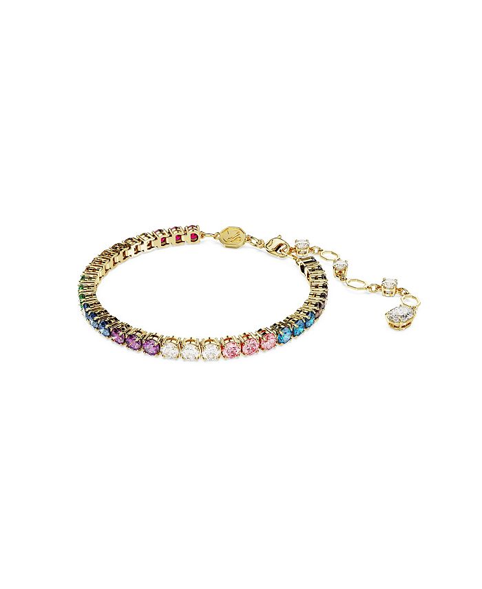 Swarovski Multicolored Round Cut Gold-Tone Plated Matrix Bracelet - Macy's