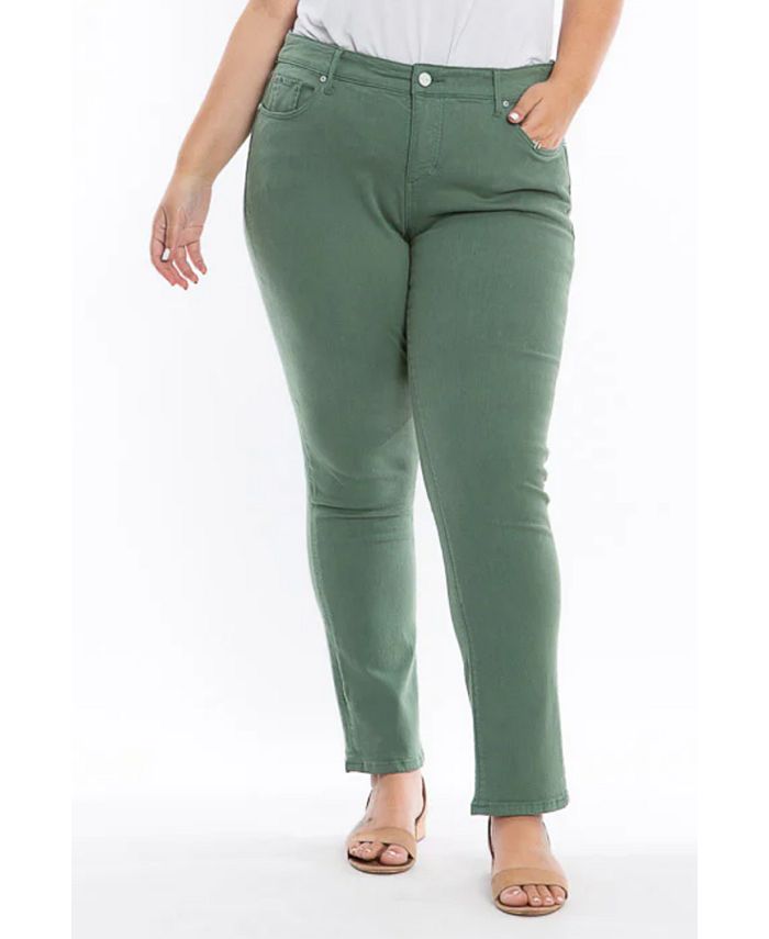 SLINK Jeans Plus Size Color Mid Rise Slim pants - Macy's