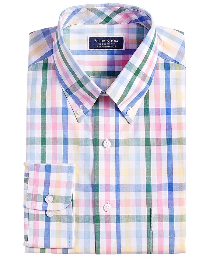 Club Room Men's Regular-Fit Multicolor Plaid Dress Shirt, Created for ...