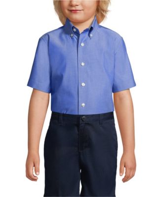 Lands' End Little Boys Short Sleeve No Iron Pinpoint Dress Shirt - Macy's