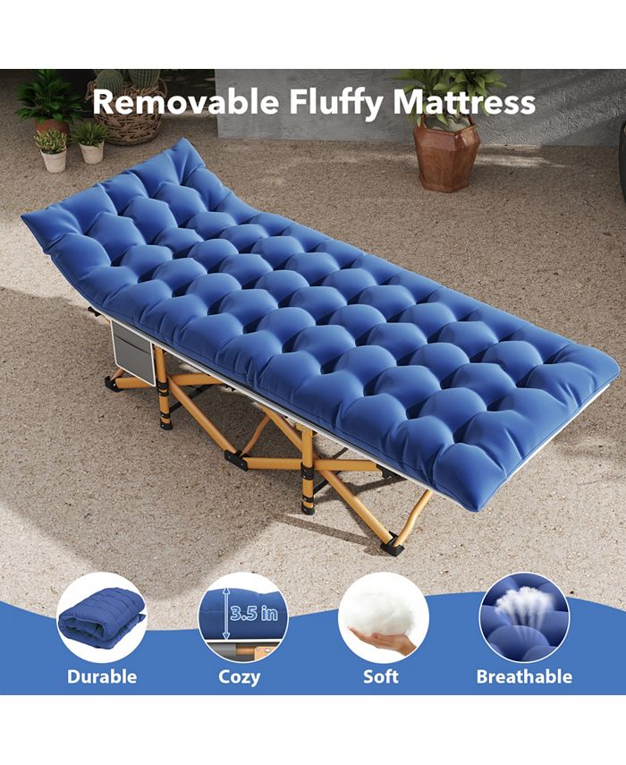 SUGIFT Folding Camping Cot with Removable Cotton Mattress for Office ...