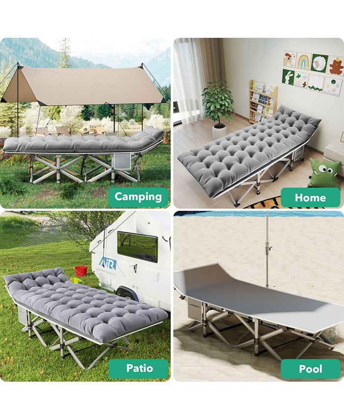 SUGIFT Folding Camping Cot with Removable Cotton Mattress for Office ...