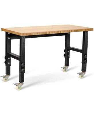 Slickblue 48"—24" Adjustable Height Mobile Workbench with Caster-Natural - Macy's