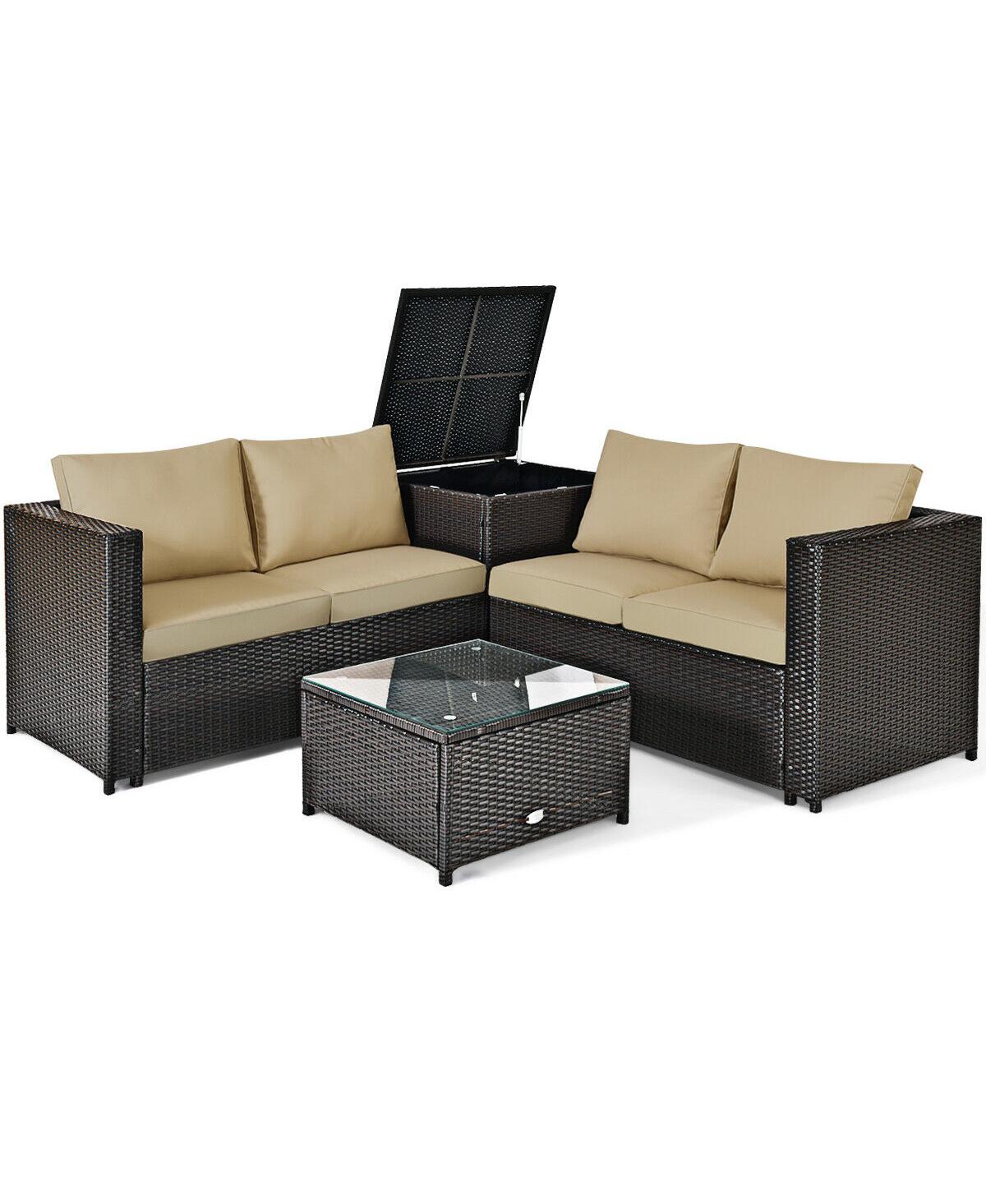 Click here for Slickblue 4 Pieces Outdoor Patio Rattan Furniture... prices