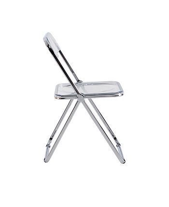 Simplie Fun White Clear Transparent Folding Chair Pc Plastic Living ...