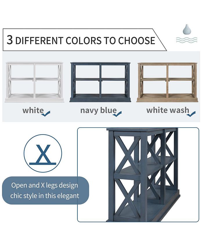 Simplie Fun Console Table With 3-Tier Open Storage Spaces And X Legs ...