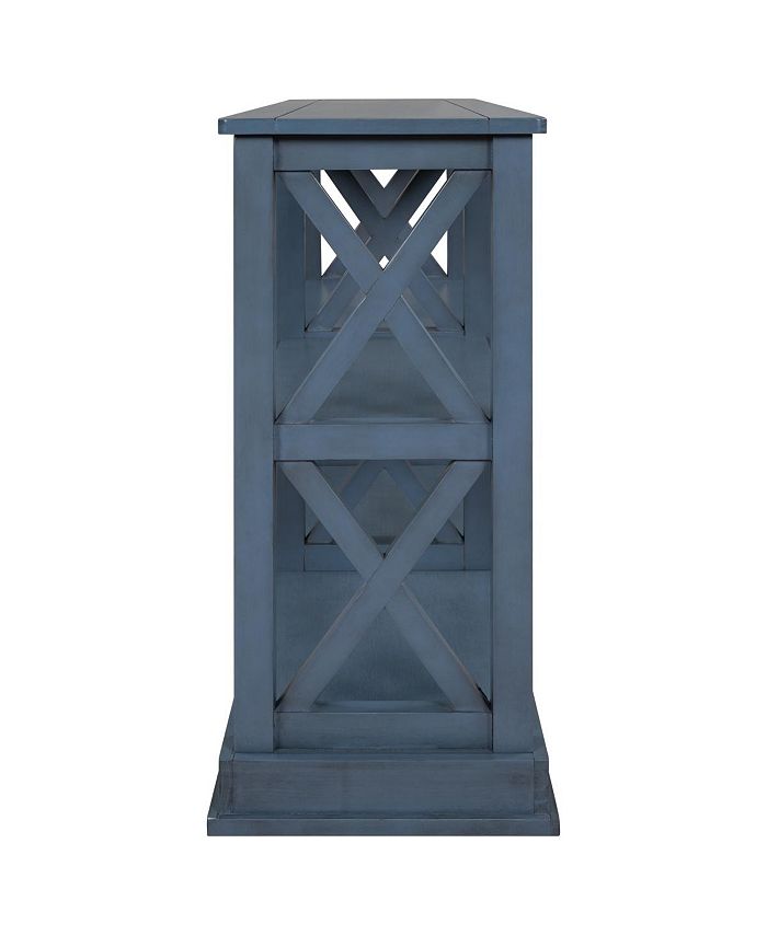 Simplie Fun Console Table With 3-Tier Open Storage Spaces And X Legs ...