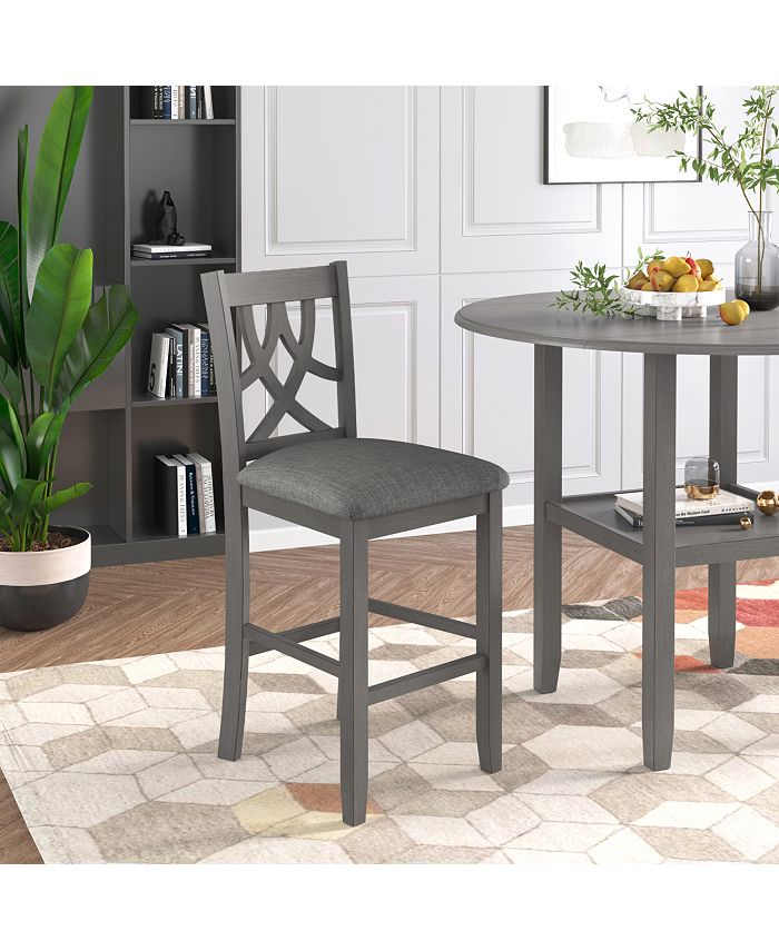 Simplie Fun Farmhouse 3 Piece Round Counter Height Kitchen Dining Table ...