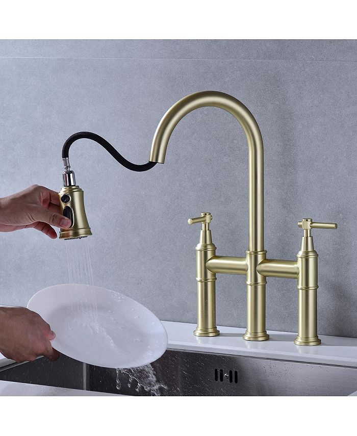 Simplie Fun Bridge Kitchen Faucet With Pulldown Spray Head In Spot - Macy's