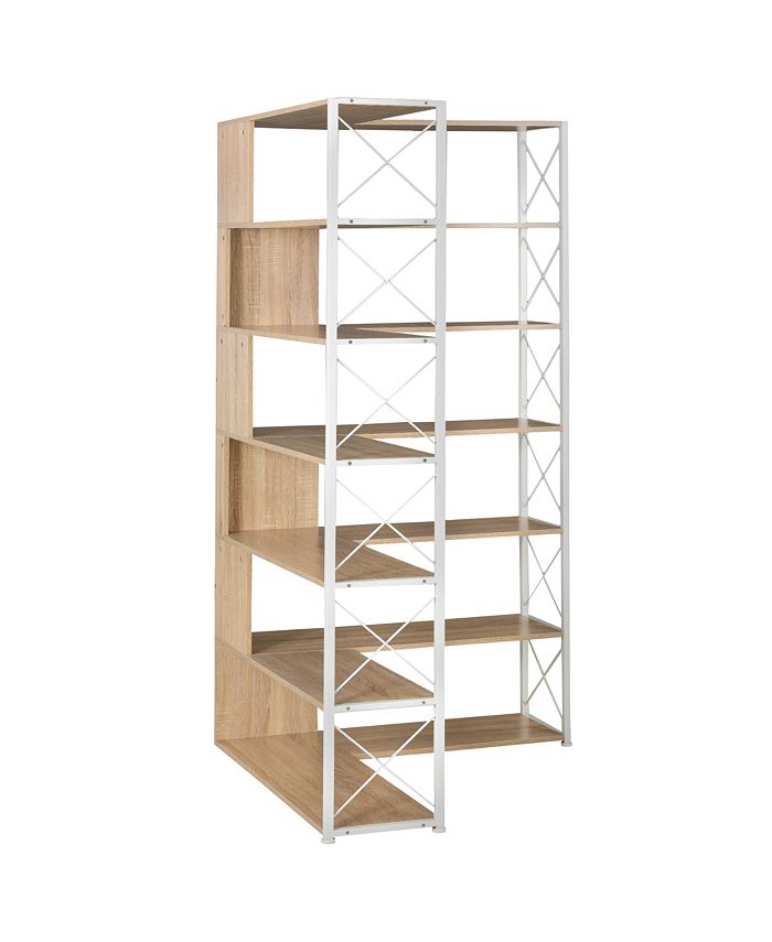 Simplie Fun 7-Tier Bookcase Home Office Bookshelf, L-Shaped Corner ...