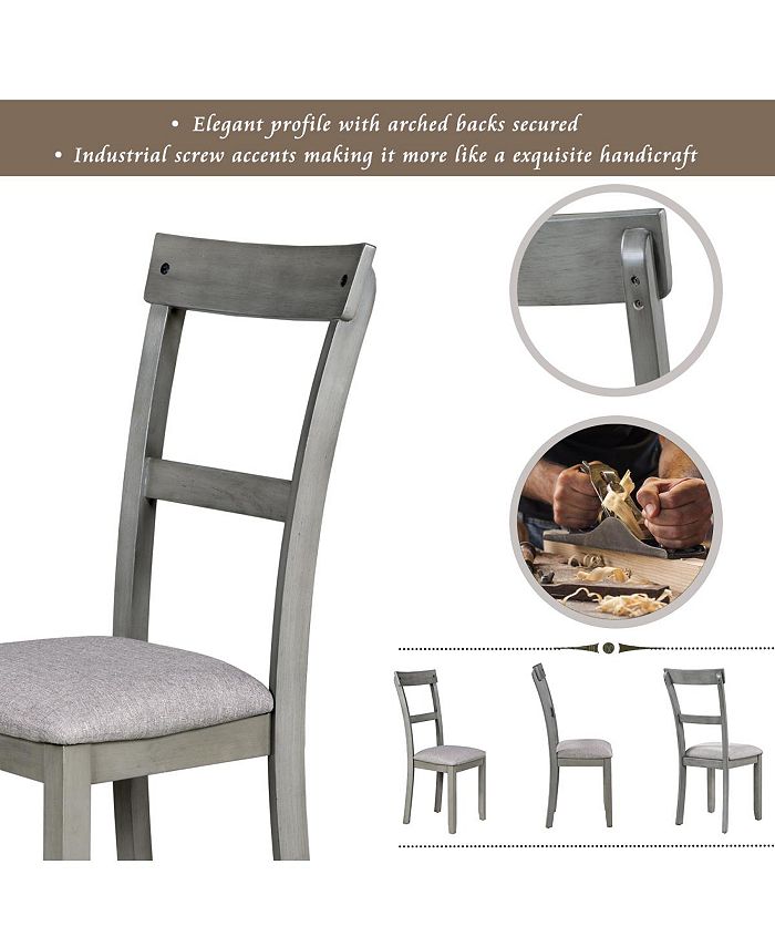 Simplie Fun 5 Piece Dining Table Set Industrial Wooden Kitchen Table ...