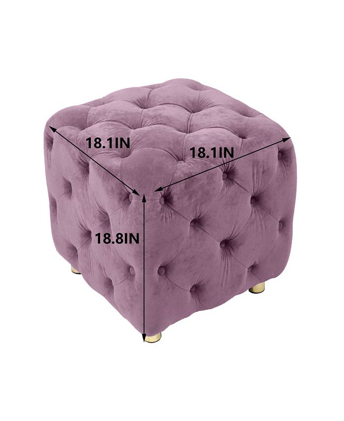 Simplie Fun Modern Purple Velvet Ottoman, Small End Table, Footstool ...