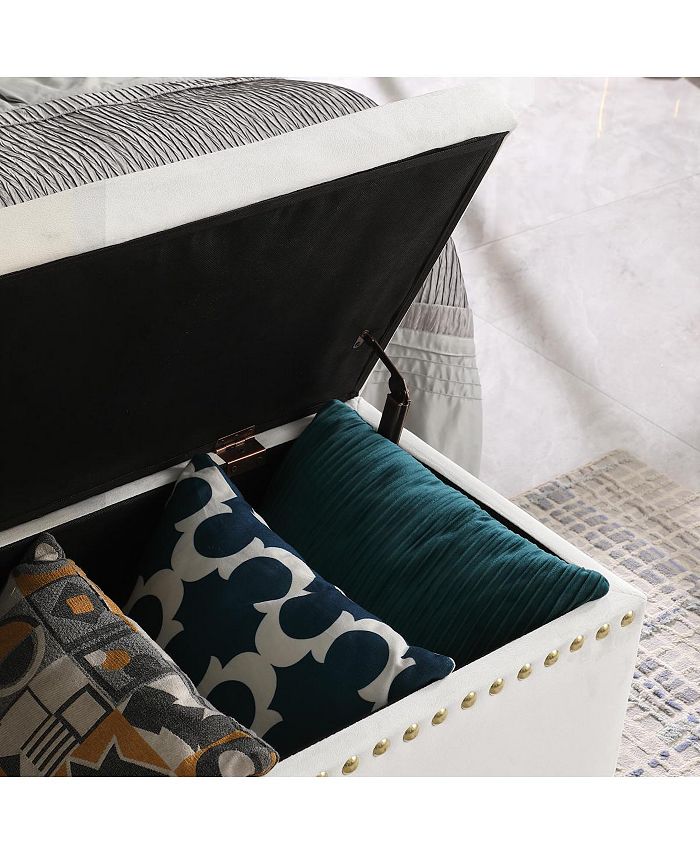Simplie Fun Large Storage Benches Set, Nailhead Trim 2 In 1 Combination ...
