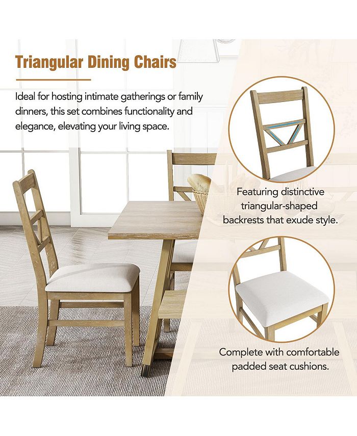 Simplie Fun 6-Piece Farmhouse Dining Set with Bench & Chairs - Macy's
