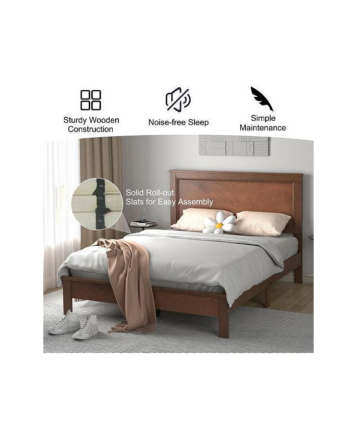 Slickblue Platform Slat Bed Frame with High Headboard - Macy's