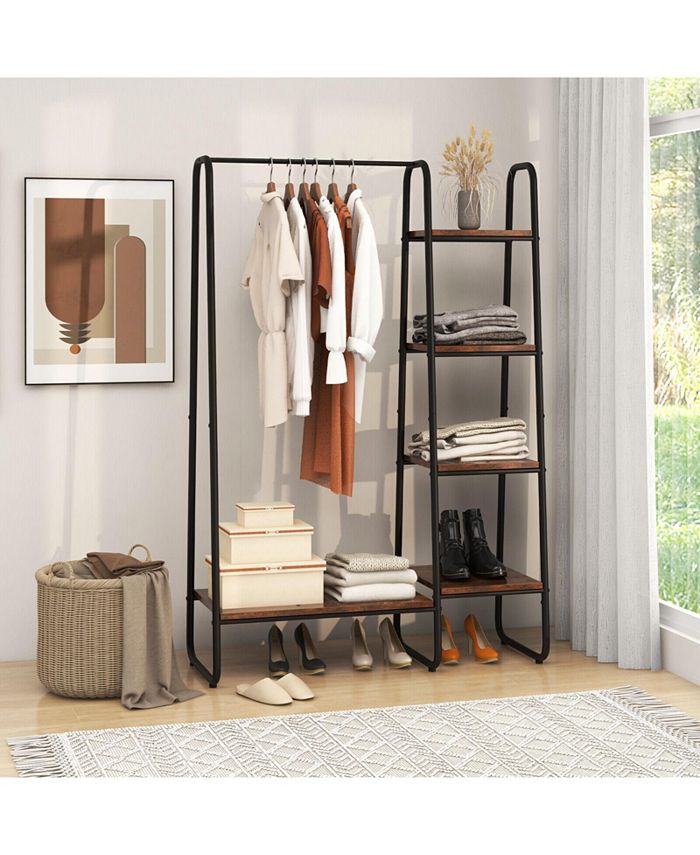 Slickblue Clothes Rack Free Standing Storage Tower with Metal Frame ...