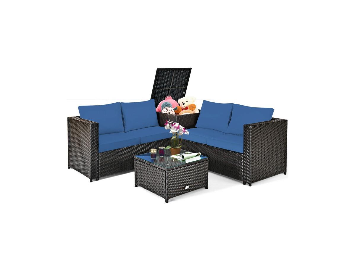 Click here for Slickblue 4 Pieces Outdoor Patio Rattan Furniture... prices